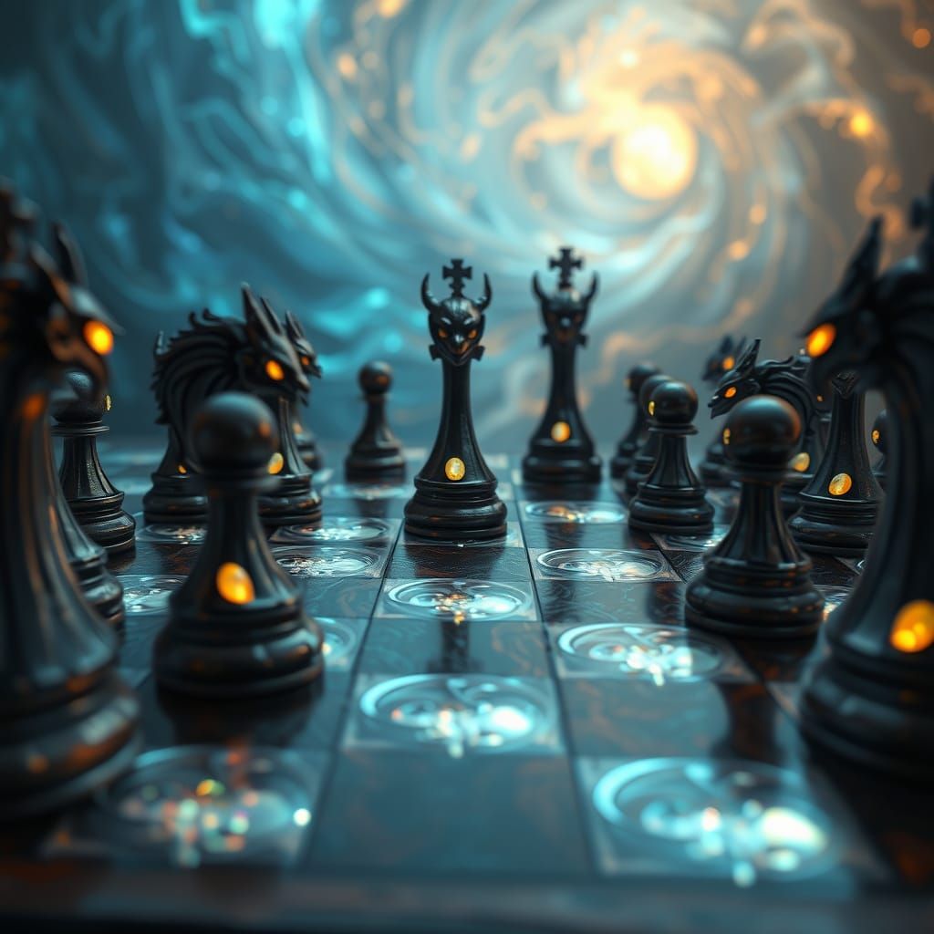 A typical chess board - Ethereal Chessboard in Dark Wood and...