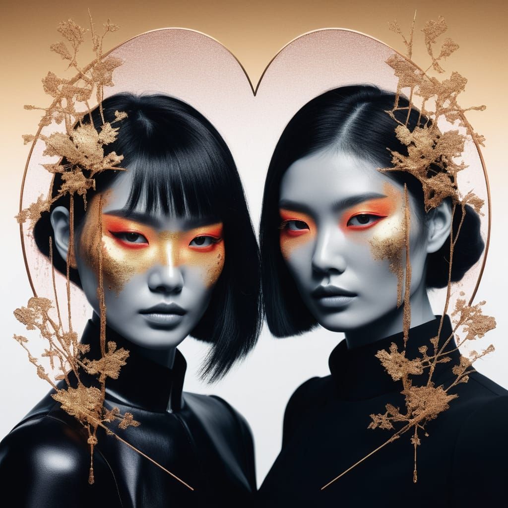 Ethereal Queen in Dualistic Futuristic Portrait wi... - AI Art