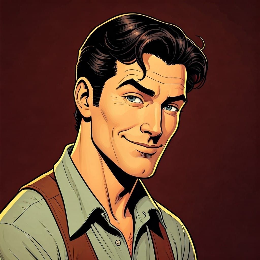 "The Adventurer" Cartoon Character - Roguish 1940s Comic Boo...