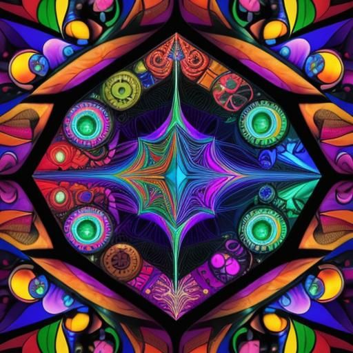 Hyper detailed cubist psychedelic artwork of a buffalo with magnificent ...