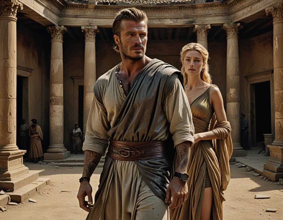 Spartacus and His Lover in Ancient Roman Intimacy - AI Art