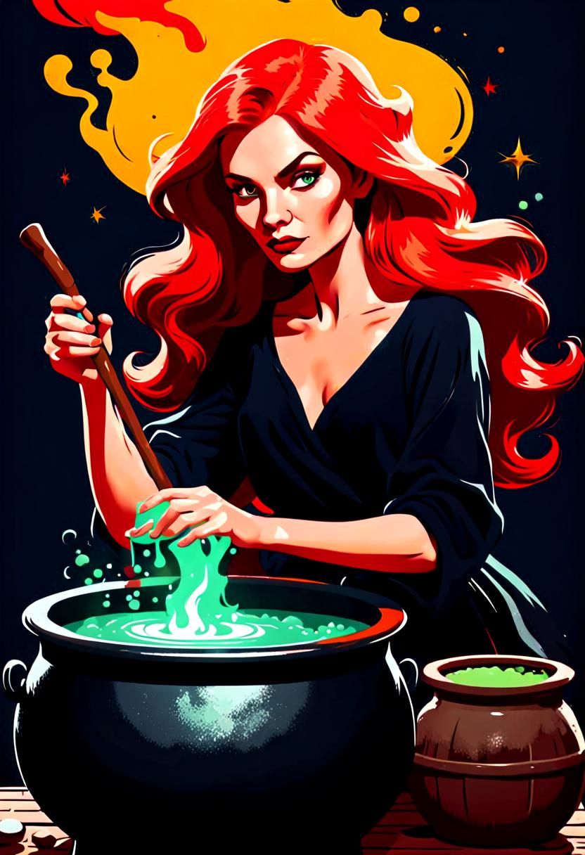 The red-haired witch. - AI Generated Artwork - NightCafe Creator