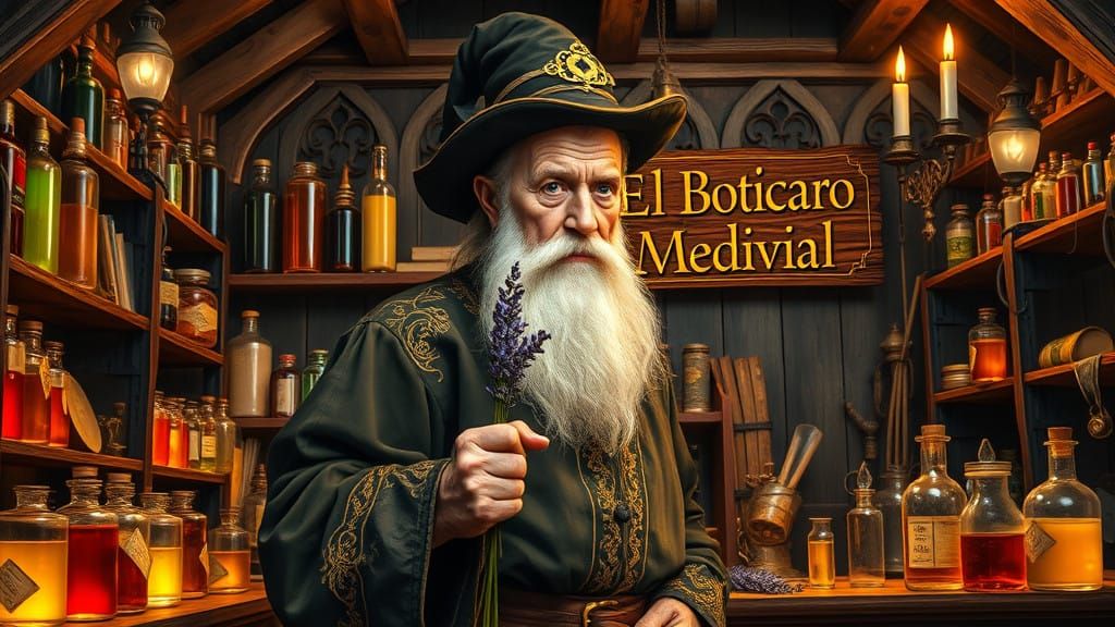 Medieval Apothecary Master in Traditional Robes - AI Art