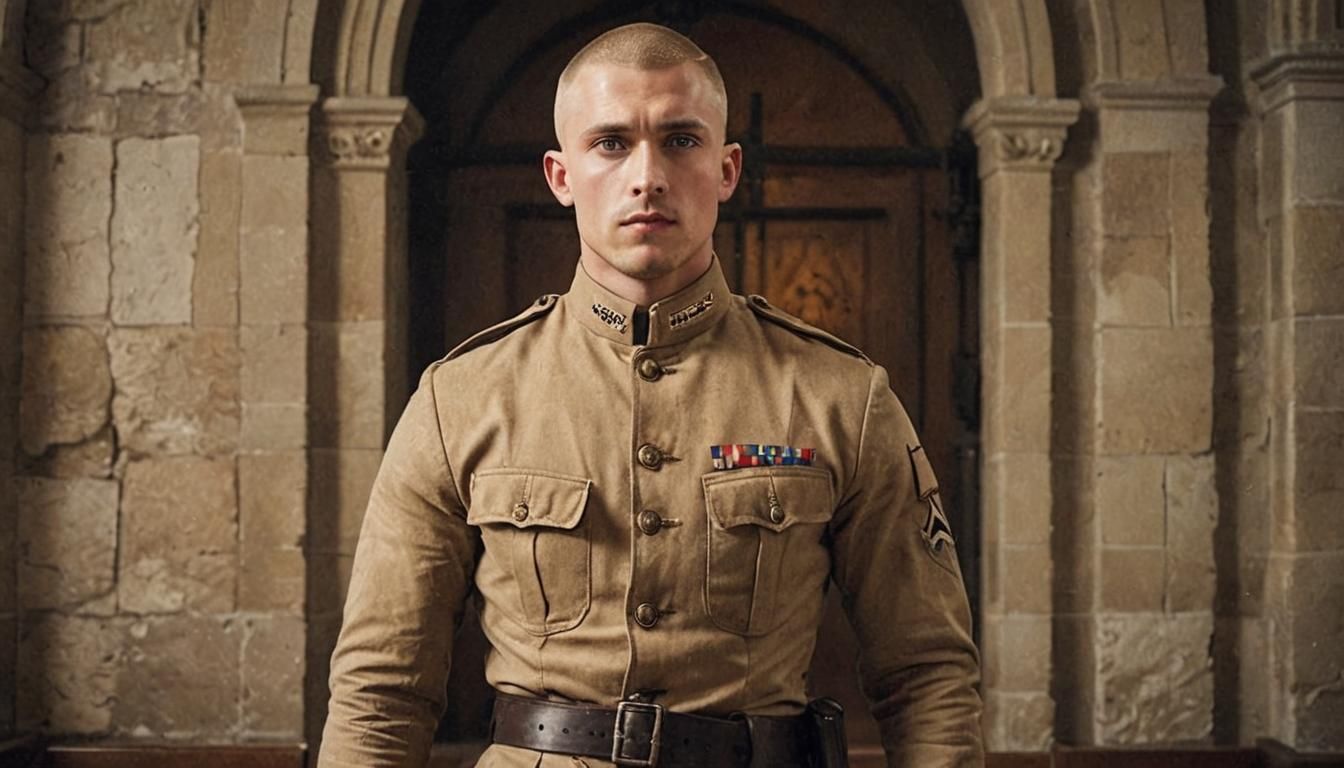 WWI Soldier, handsome man {35, blonde buzzcut, blue eyes, square jaw ...