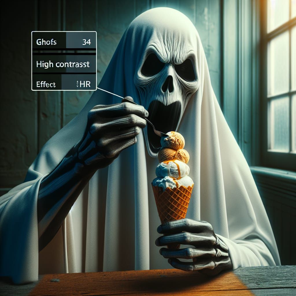 Ghost eating an icecream - AI Generated Artwork - NightCafe Creator