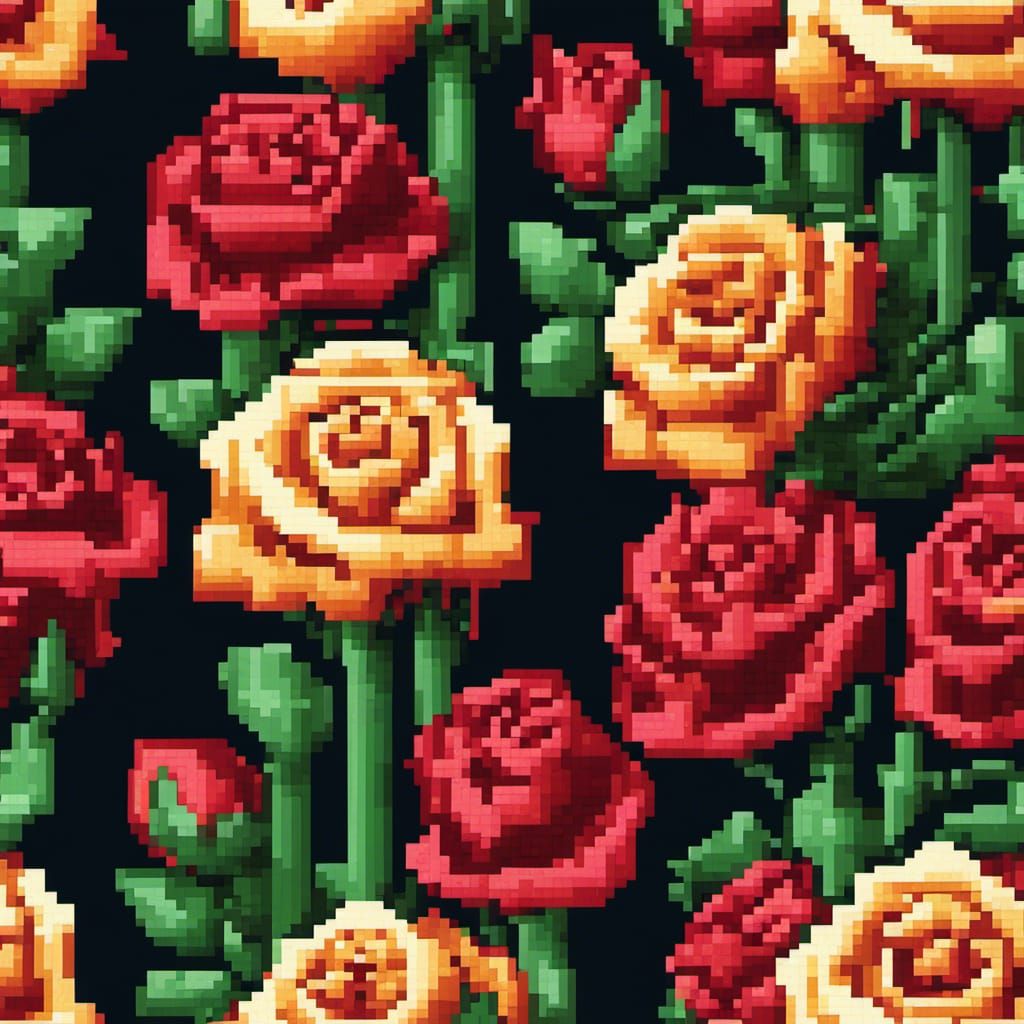 Bouquet of roses. 8-bit pixel art. - AI Generated Artwork - NightCafe Creator