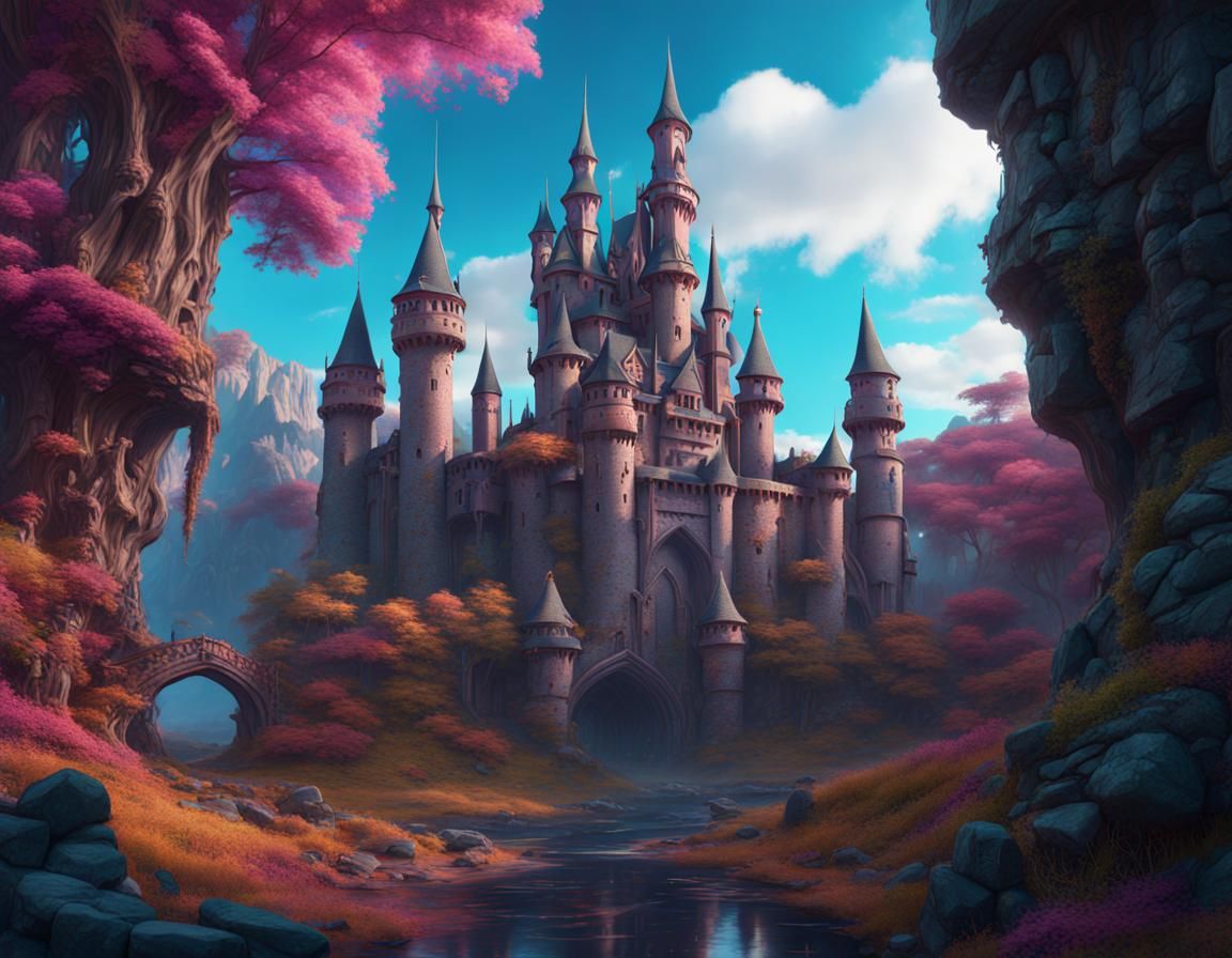 Psychedelic fantasy castle detailed matte painting, deep color, fantastical, intricate detail ...