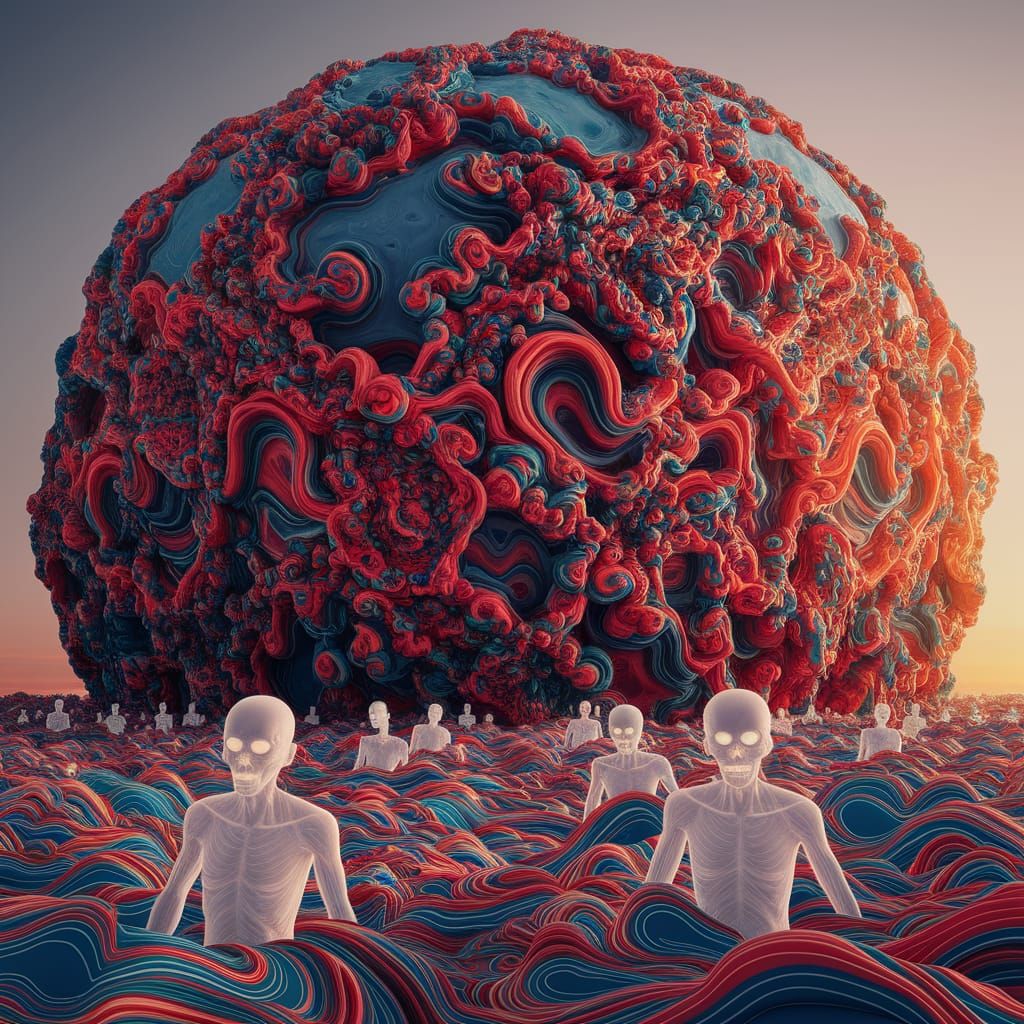 Vibrant Psychedelic Earth in Baroque Needlepoint S... - AI Art