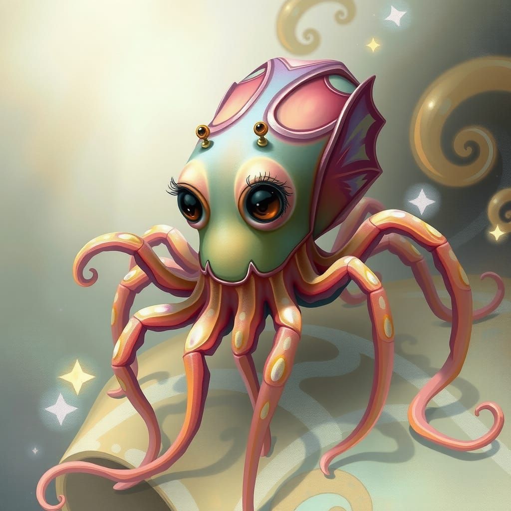 Whimsical Fae Creature in Shimmering Iridescent Hu... - AI Art