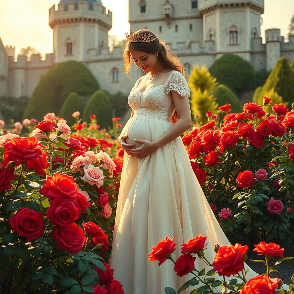 Ethereal Queen in Lavender Rose Garden Castle - AI Art