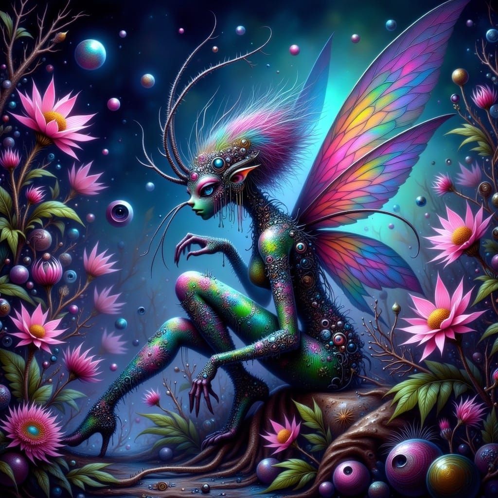 Ethereal Exoplanet, Alien Praying Mantis Emerges i... - AI Art