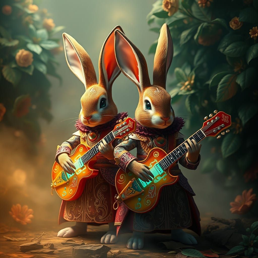 singing rabbits with guitars - Rabbits in Baroque Guitars Sc...