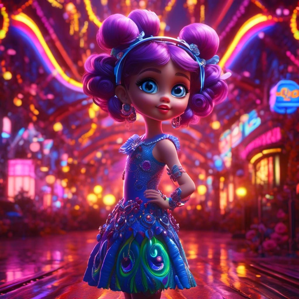 Little Miss Neon - AI Generated Artwork - NightCafe Creator