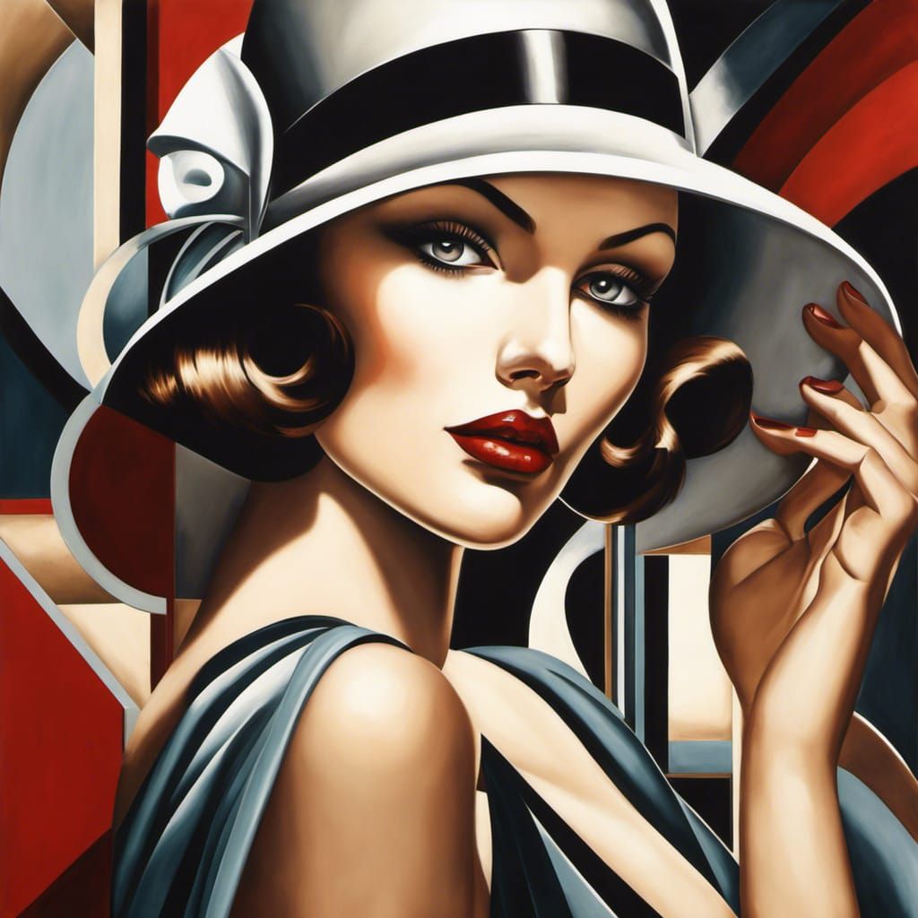 Lady im Art-Déco-Stil 3 - AI Generated Artwork - NightCafe Creator