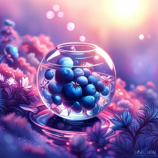 Blueberry Flowers, Well Lit! II - AI Generated Artwork - NightCafe Creator