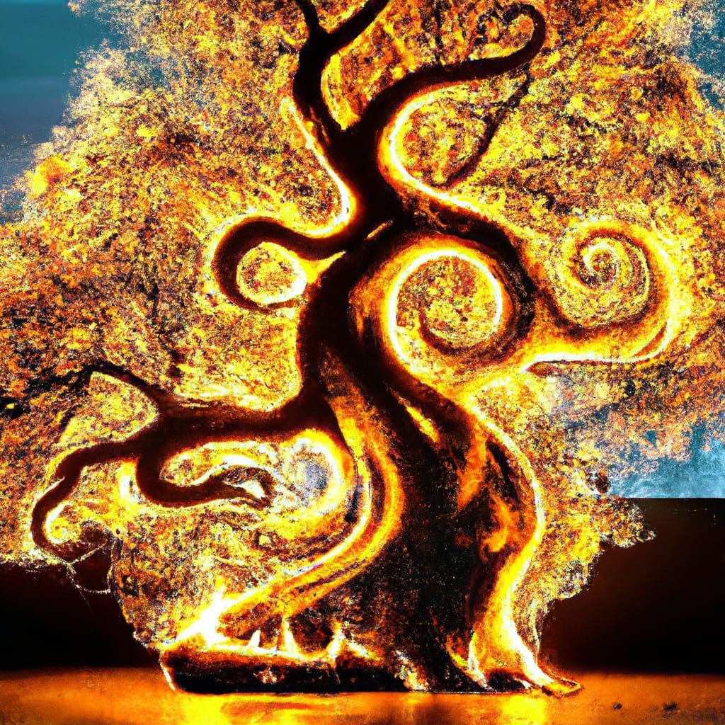 Tree burning - AI Generated Artwork - NightCafe Creator
