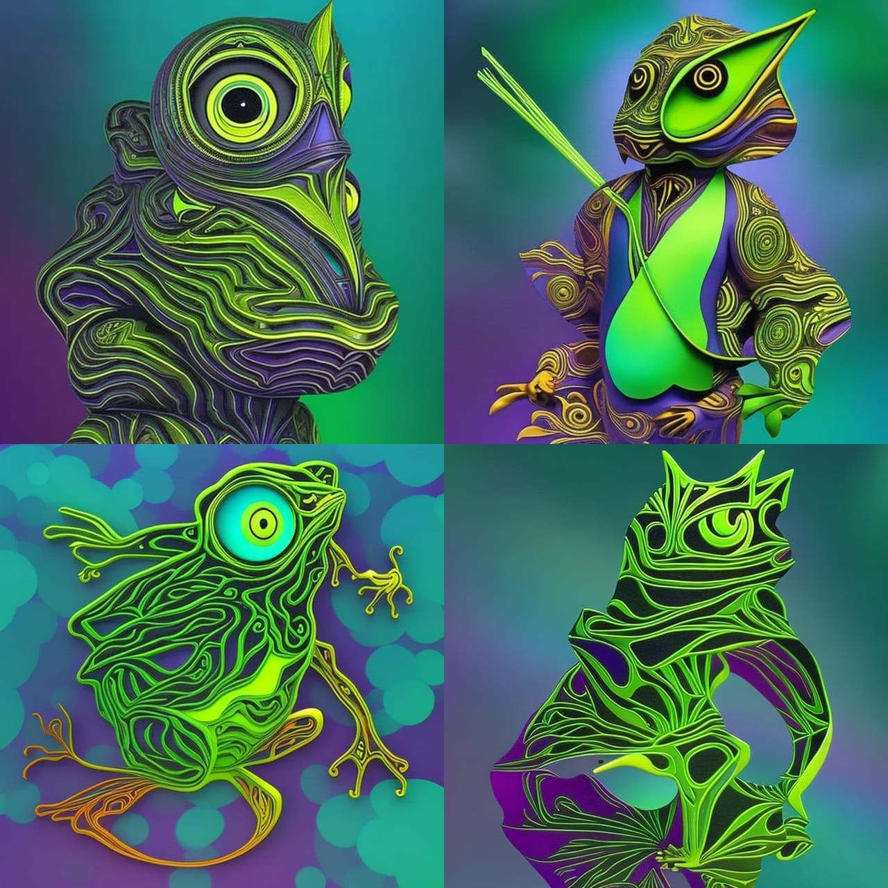 Hippie alien stoner anamorphic frog man. Studio Ghibli Tim Burton - AI ...