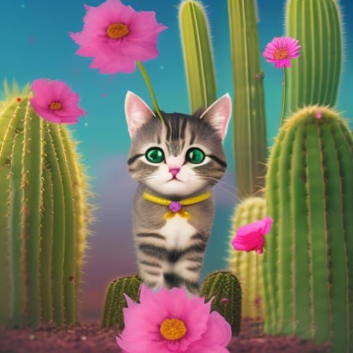 cactus kitty - AI Generated Artwork - NightCafe Creator