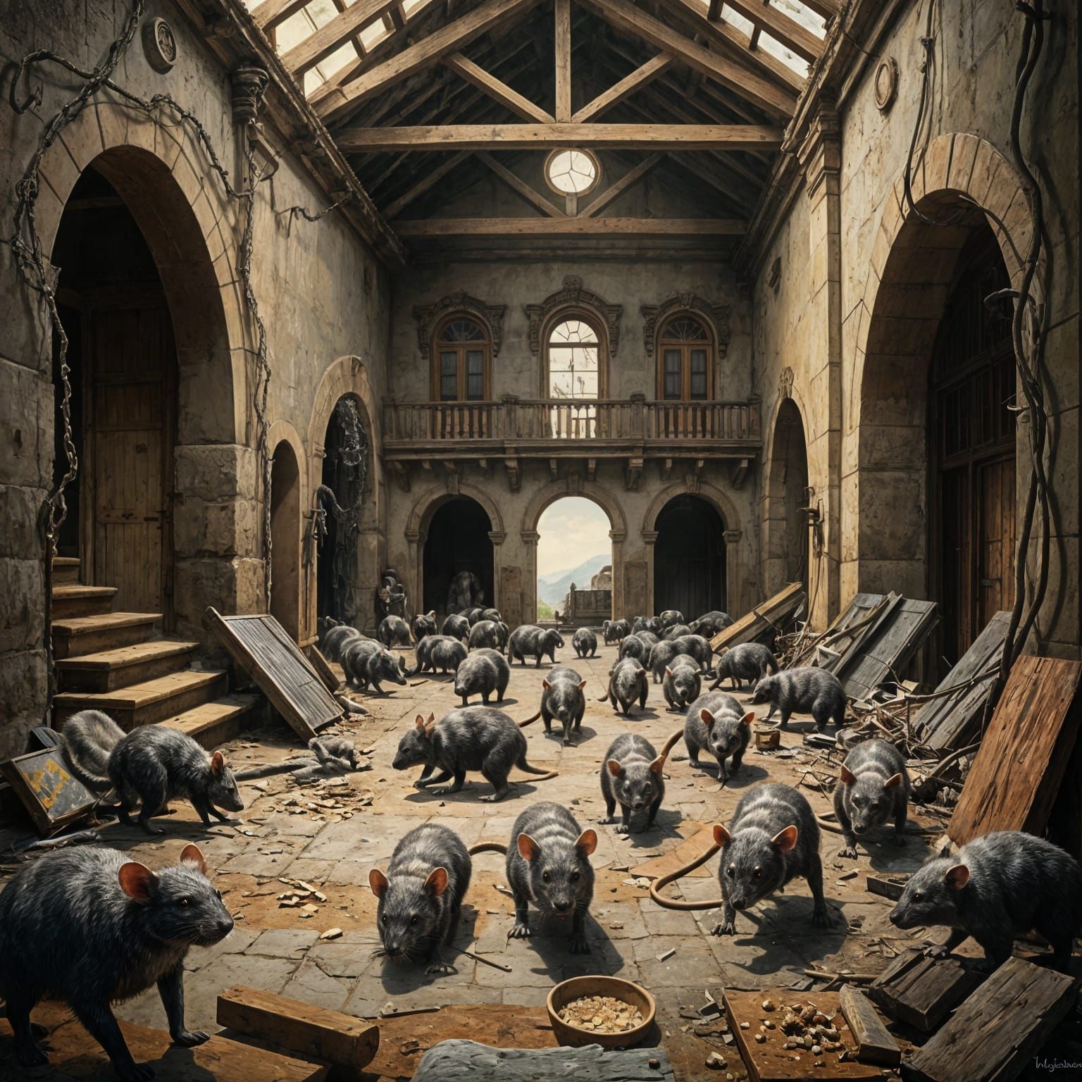 The Hacienda After the Invasion of Predatory Rodents of Unusual Size