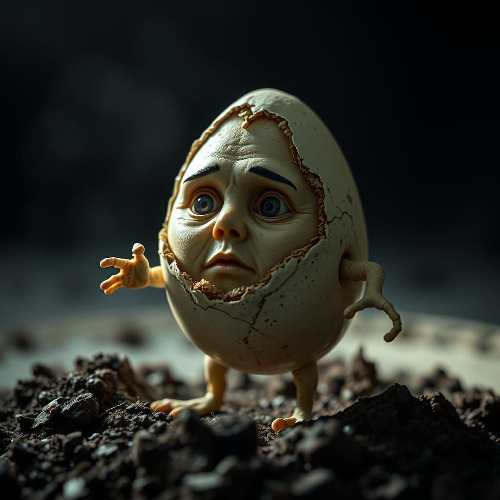 A moldy egg coming to life - Surreal, Hyperrealistic Scene o...