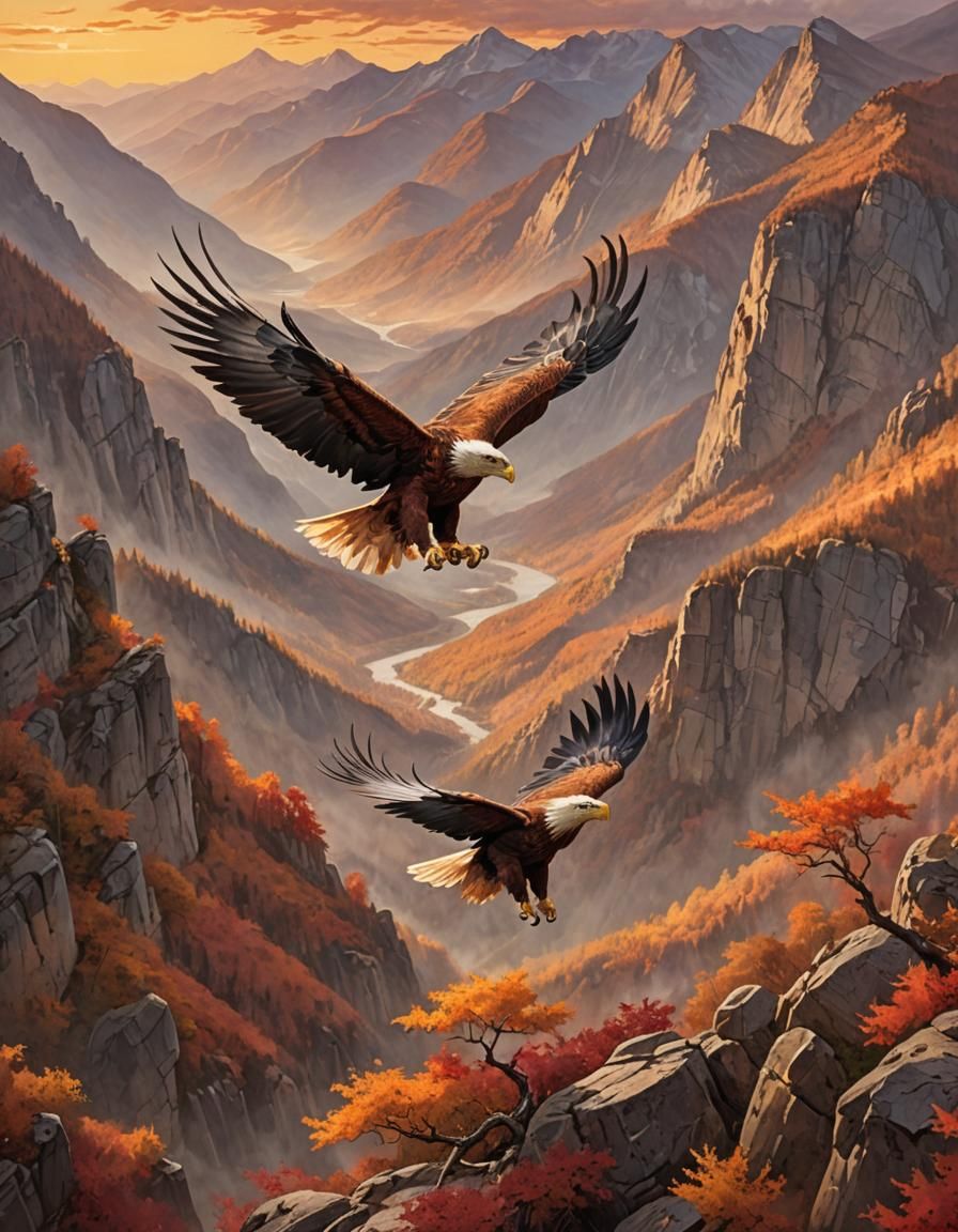 Hovering Eagles - AI Generated Artwork - NightCafe Creator
