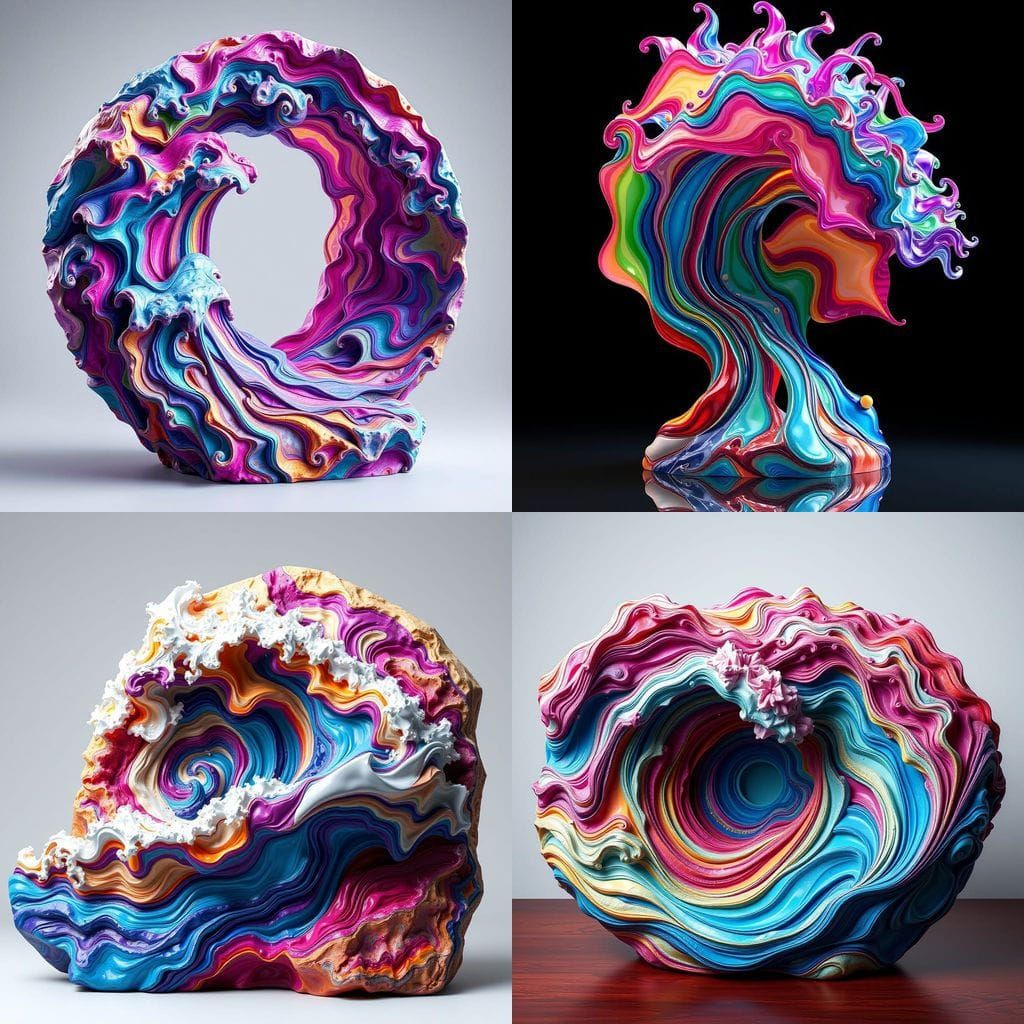 Waves - Surreal Ocean Wave Sculpture in Vibrant Colors
