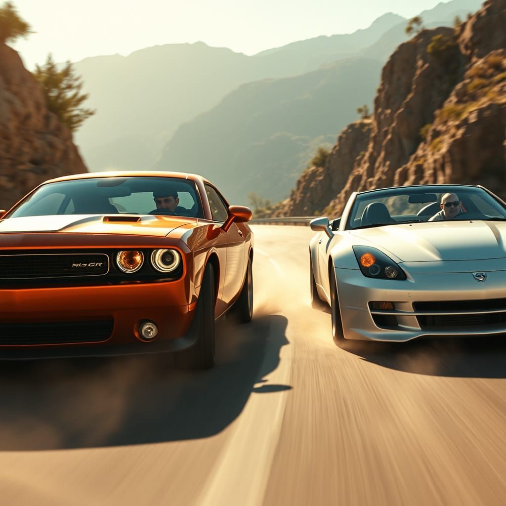 Racing Duo: Dodge Challenger SRT vs Nissan 300Z - AI Art