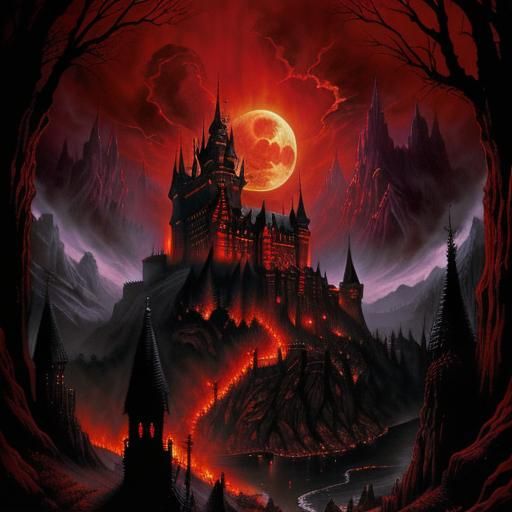 Dracula's castle. Cinematic 16k resolution masterpiece illustration ...