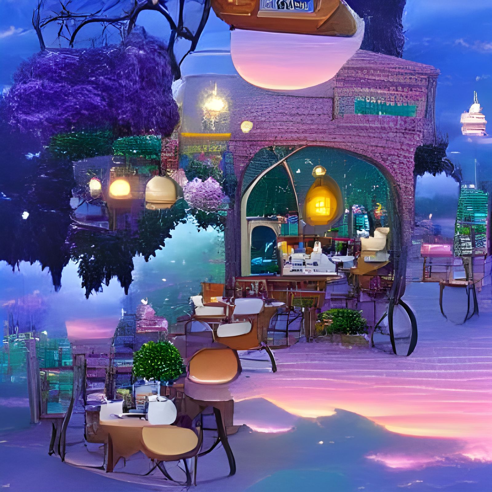 A enchanted cafe in the evening - AI Generated Artwork - NightCafe Creator