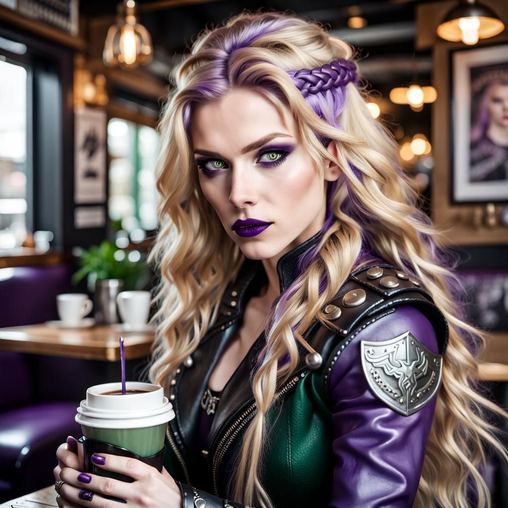 Cyberpunk Valkyrie Goddess in Biker Attire - AI Art