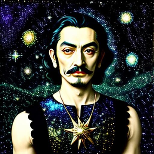 Boy psychedelic starry night sparkle. Dali Salvador - AI Generated ...