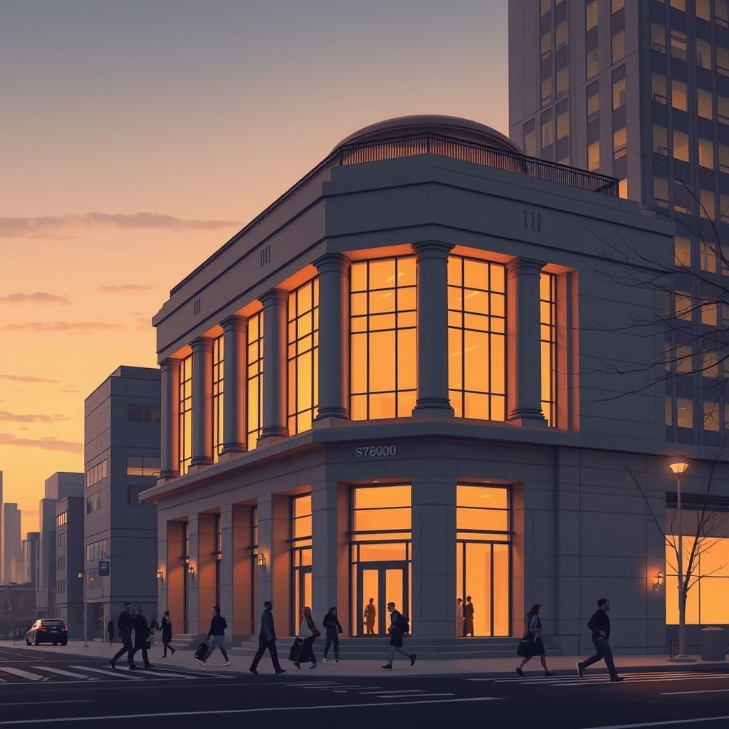 Stable Future Financial Institution Building in Mo... - AI Art