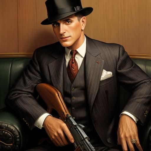1920's sharp dressed quintessential mobster: Thompson submachine gun ...