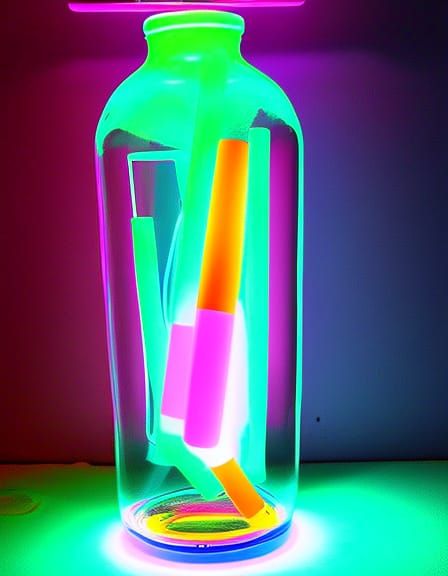 Glowing neon bottle - AI Generated Artwork - NightCafe Creator