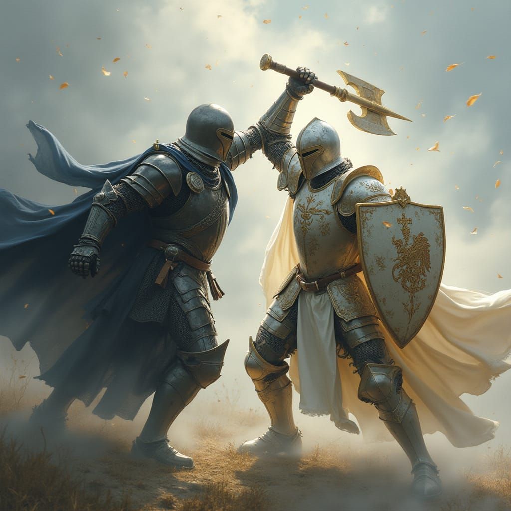Medieval Knights Engage in Epic Battle in Radiant ... - AI Art