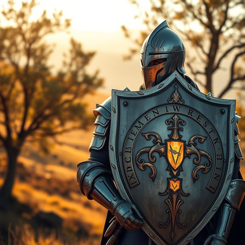 Majestic Knight in Silver Armor Wields Ancient Mag... - AI Art