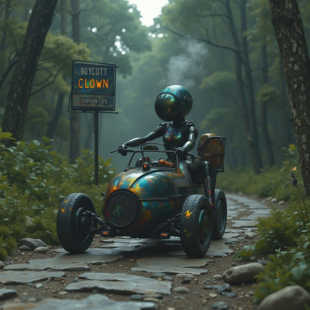 Sign "BOYCOTT THE CLOWN", Forest, - Sign "BOYCOTT THE CLOWN...