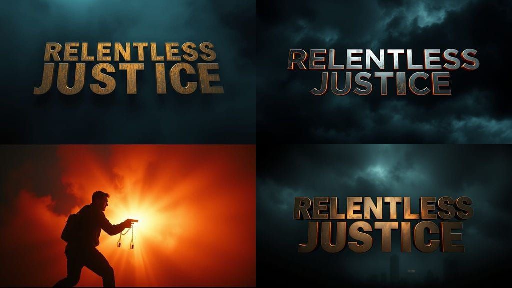 Relentless Justice Unfolds Over Dark Cinematic Bac... - AI Art