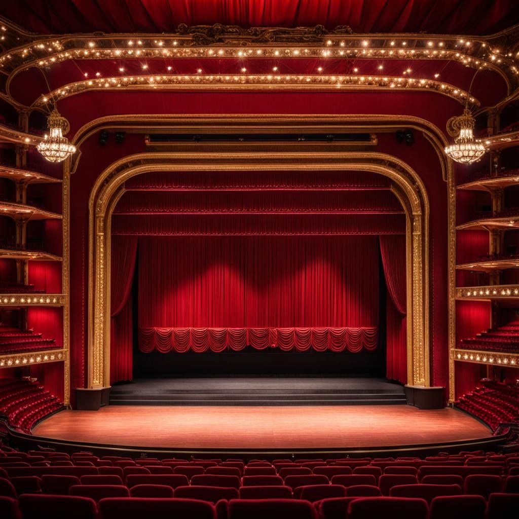 empty opera house, hyperdetailed, red curtains, big stage, lights - AI Generated Artwork ...