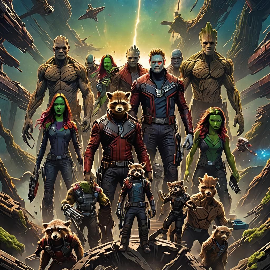 Hyperdetailed of the original guardians of the galaxy movie poster Epic ...
