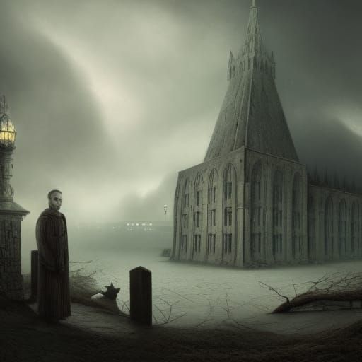 Denmark is a prison, Hamlet, detailed, creepy, scary, monumental ...