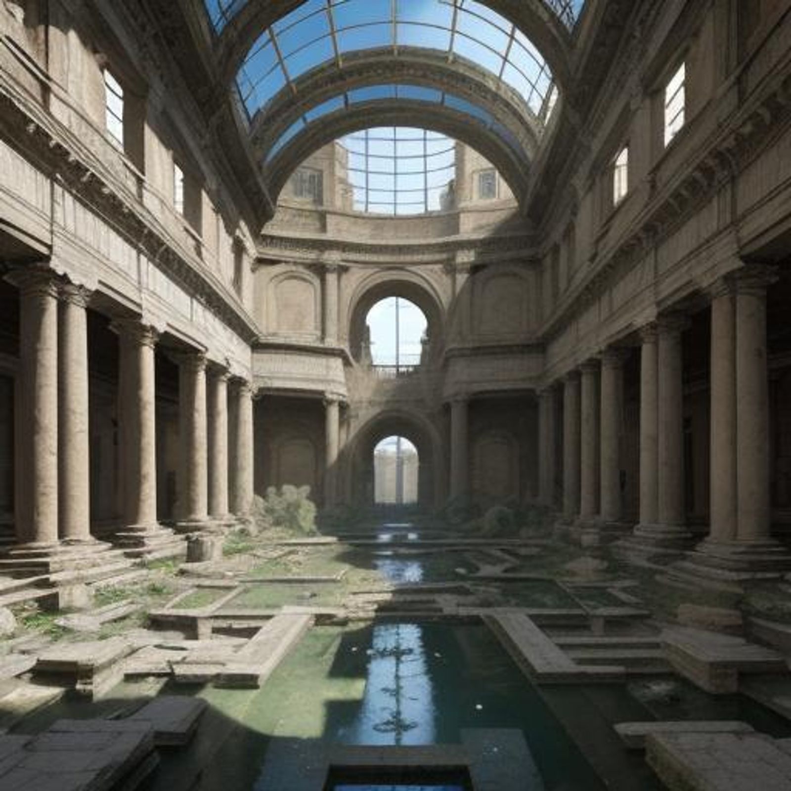 The Thermae after the fall of the Roman Empire - AI Generated Artwork ...