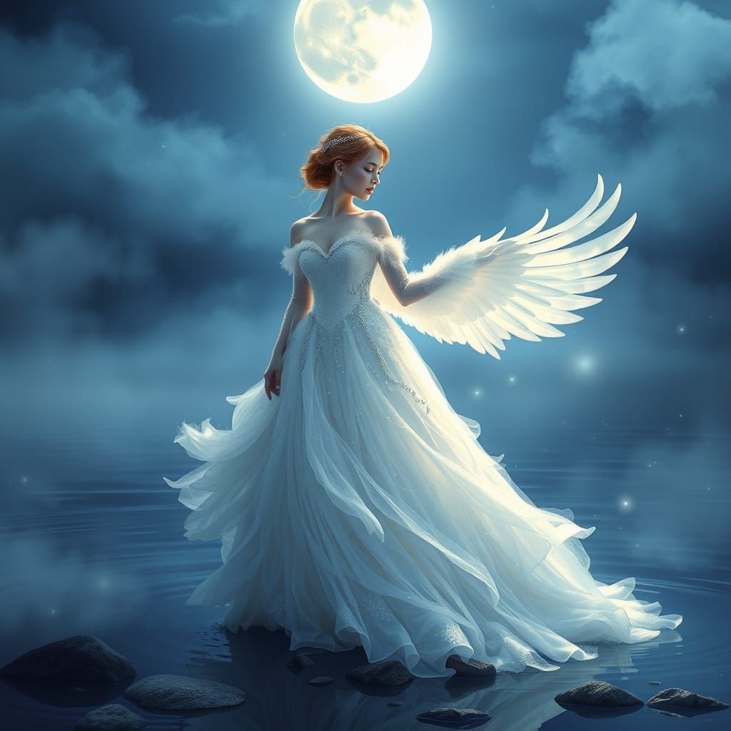 Ethereal Princess Transforms from Swan to Royal Be... - AI Art