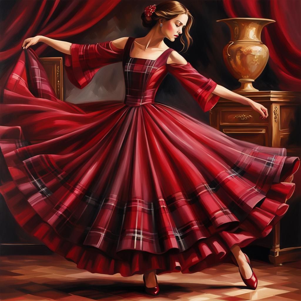 Shades Of Red Wide Evening Gowns Cartoon. Redone. - AI Generated Artwork - NightCafe Creator