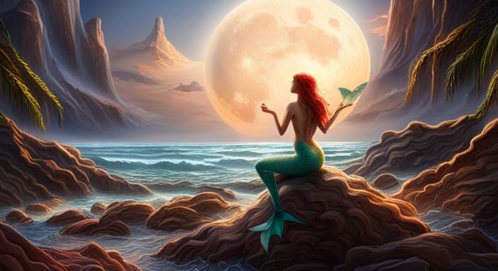 mermaids calling to the moon - AI Generated Artwork - NightCafe Creator