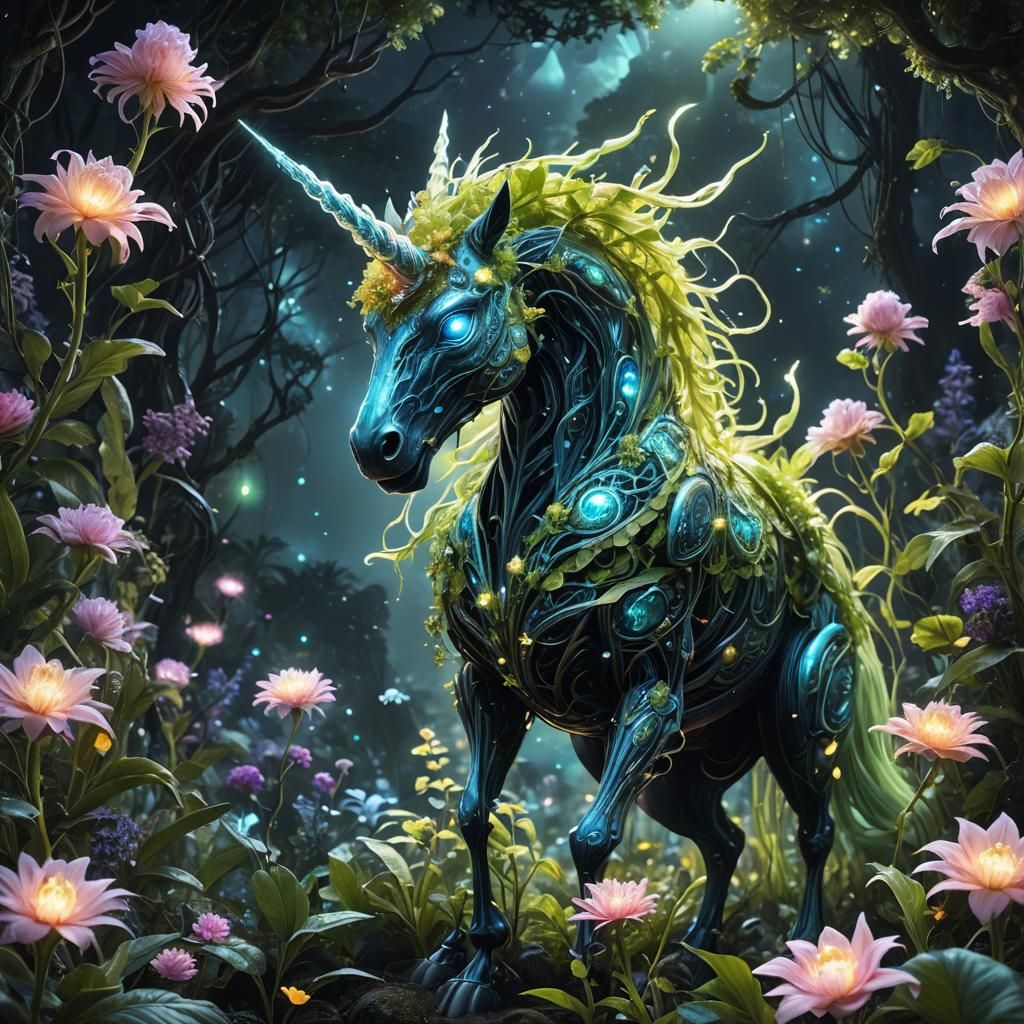 bioluminescent alien-unicorn - AI Generated Artwork - NightCafe Creator