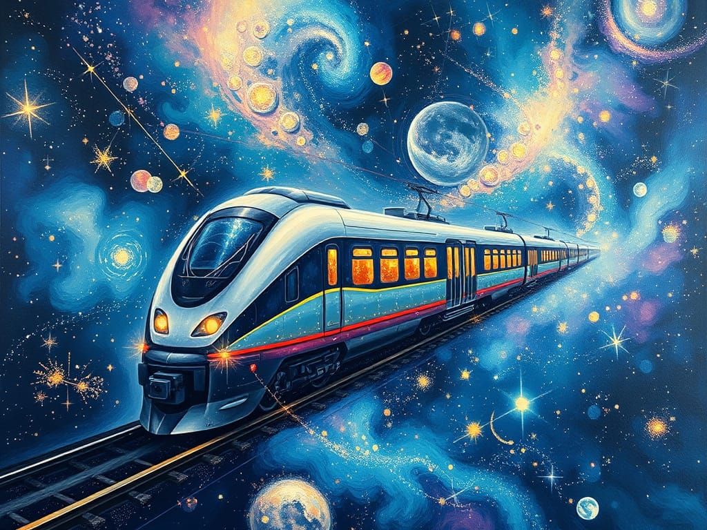 Astral Train - Majestic Astral Train in a Celestial Dreamsca...