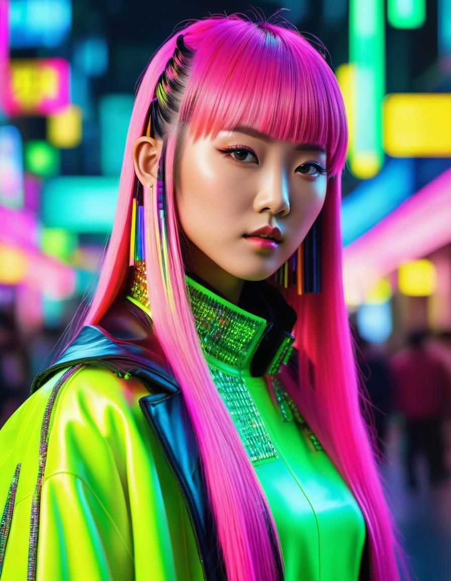Colorful Asian pop star - AI Generated Artwork - NightCafe Creator