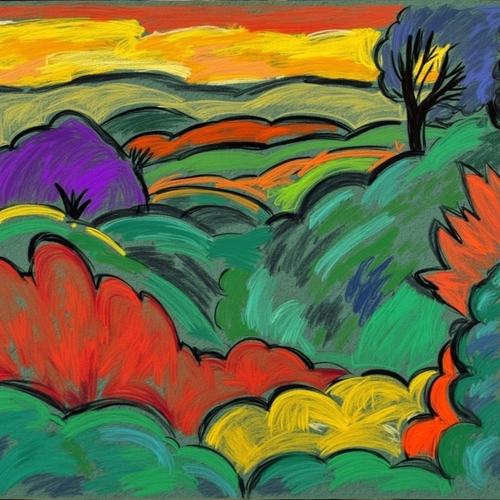 Abstract landscape - Dramatic Landscape in Chalk and Coal Dr...