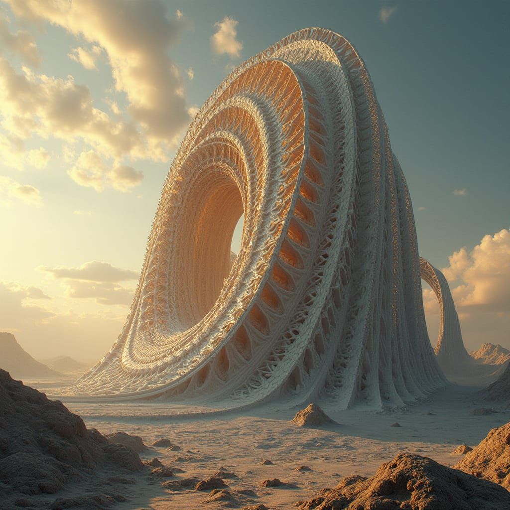 Majestic Fractal Architecture with Golden Ratio Pe... - AI Art